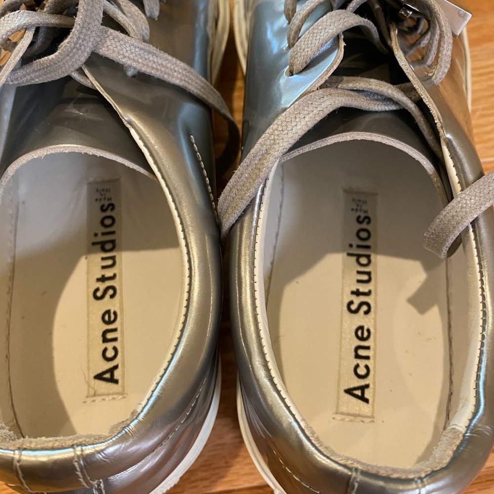 Acne Metallic Silver Adriana Sneaker Smiley-Face - Si… - Gem